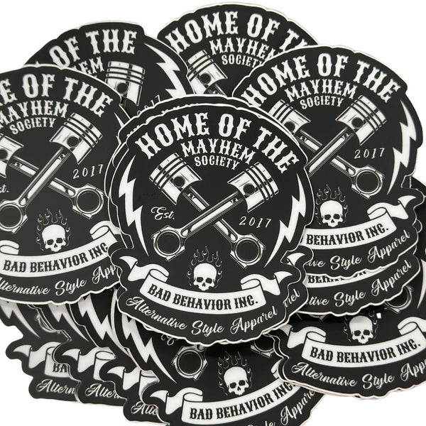 Mayhem Sticker – badbehaviorinc